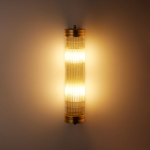 Timeless Long Roddy IP44 Wall Light in Brass with Glass Rods