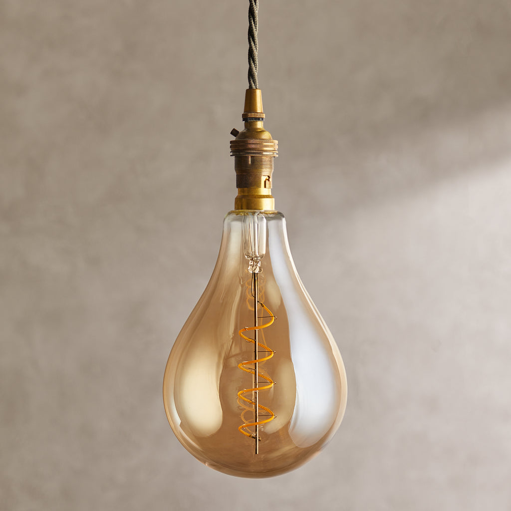 Giant 4 watt LED curled filament bulb with amber coating and B22 fitti