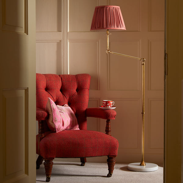 30cm straight empire gathered lampshade in coral silk