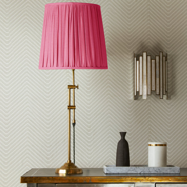 30cm tall tapered gathered lampshade in raspberry taj silk
