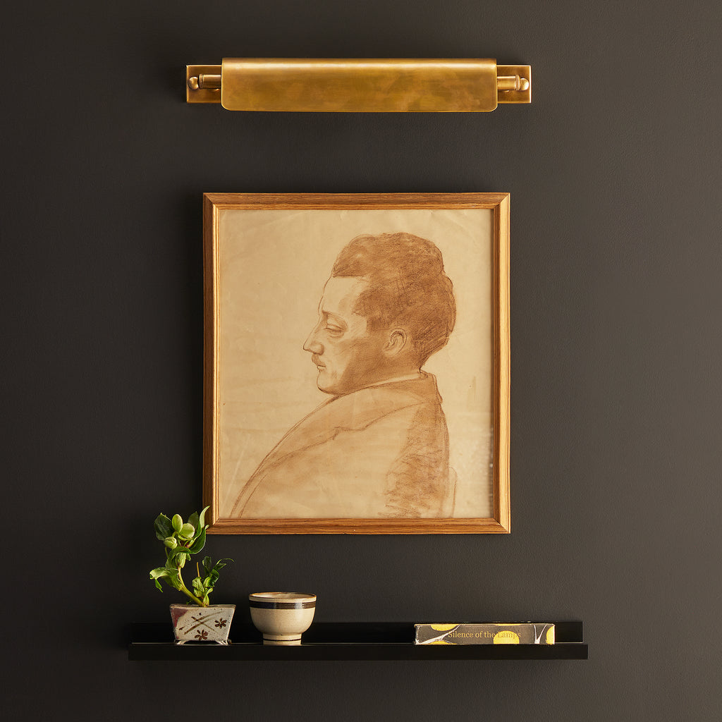 Mondrian picture light in antique brass