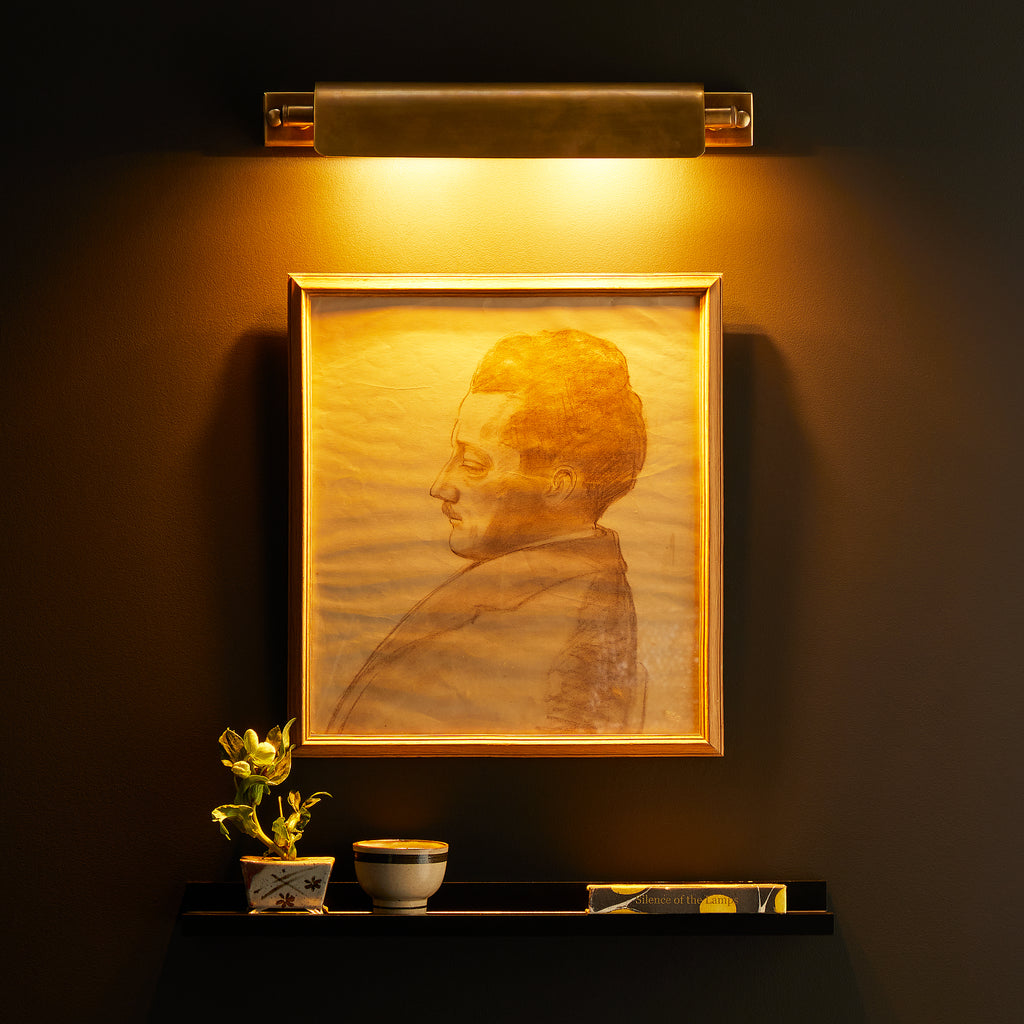 Mondrian picture light in antique brass