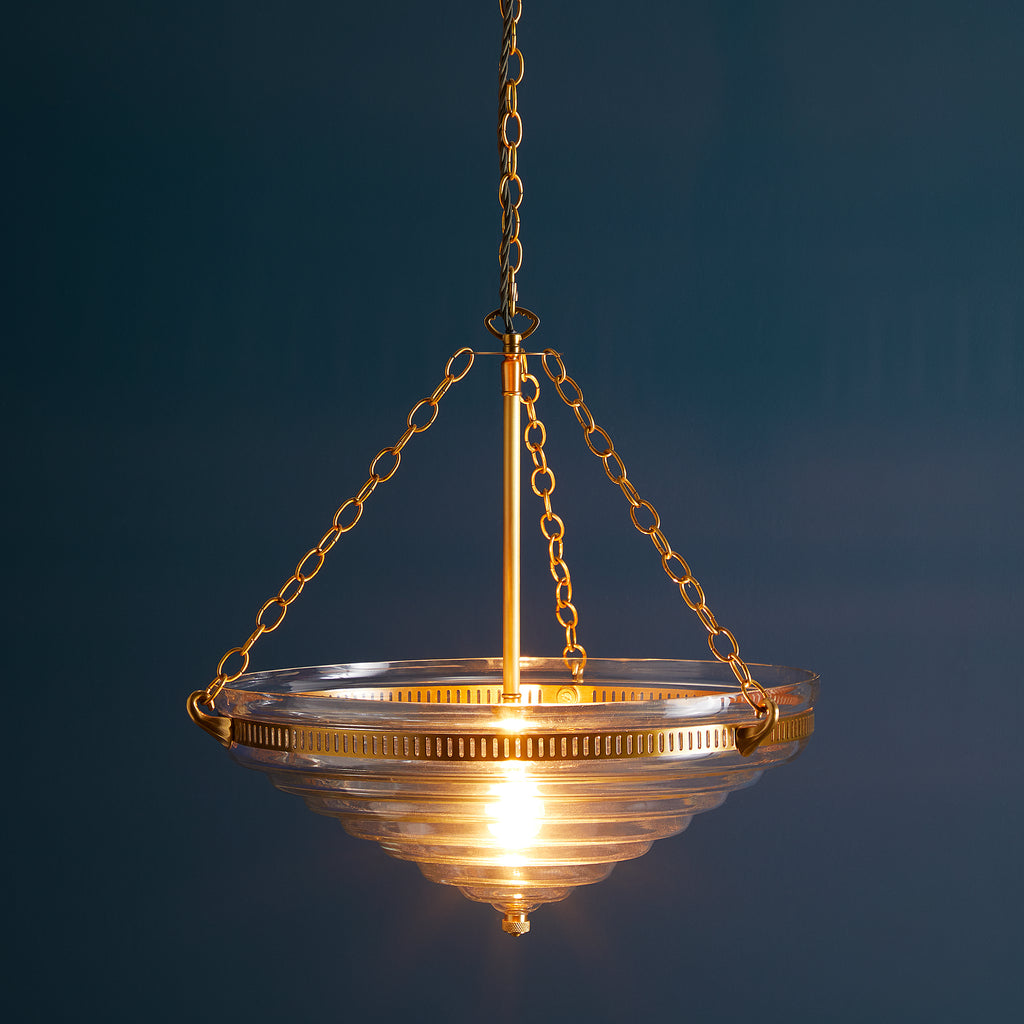 Archie stepped glass pendant with brass fittings