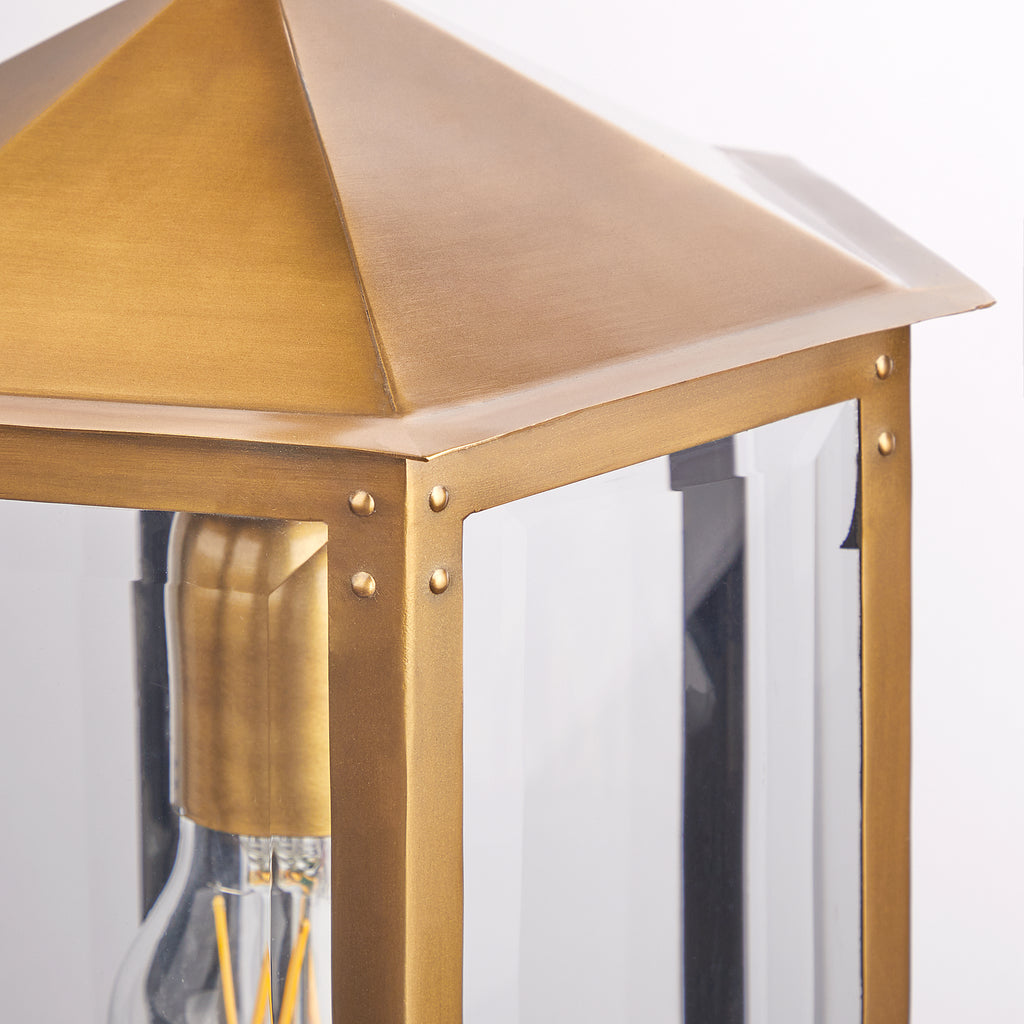 Cromer IP44 exterior hanging lantern in antique brass