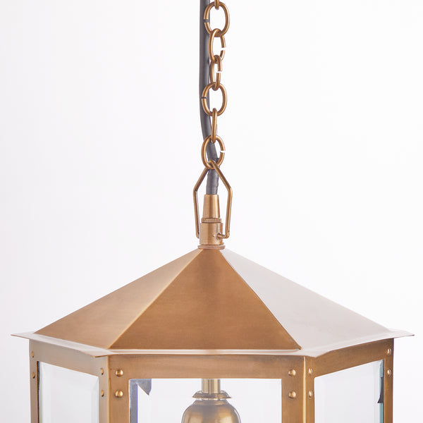 Cromer IP44 exterior hanging lantern in antique brass