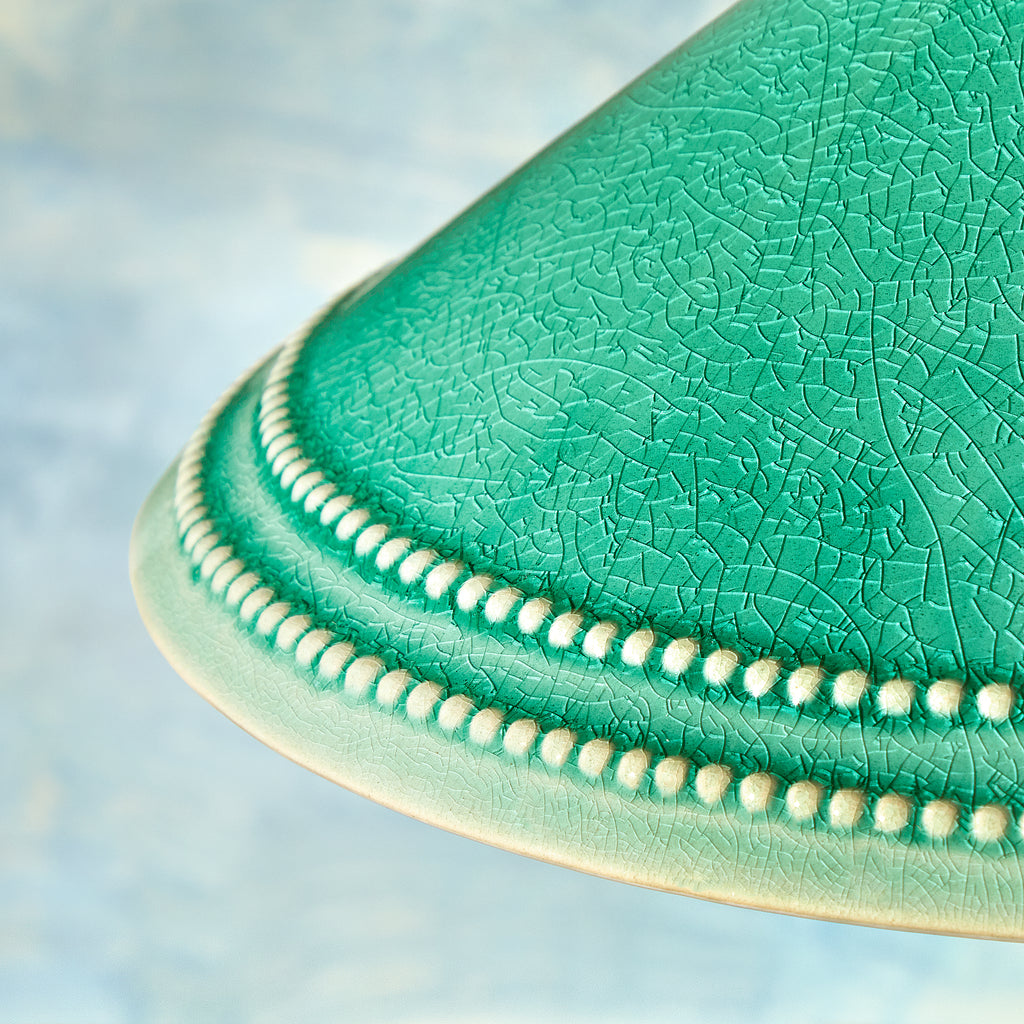 Ted ceramic shade in bottle green with stone interior