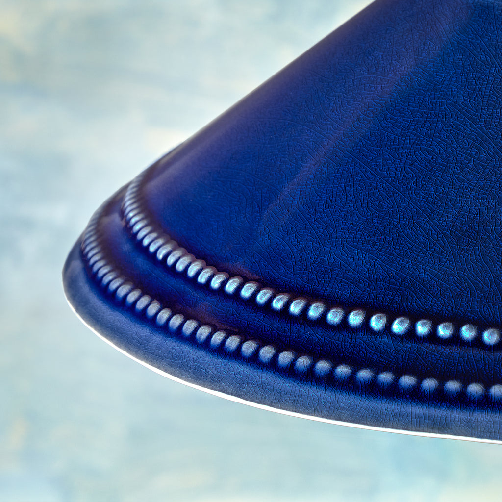Ted ceramic shade in navy with stone interior