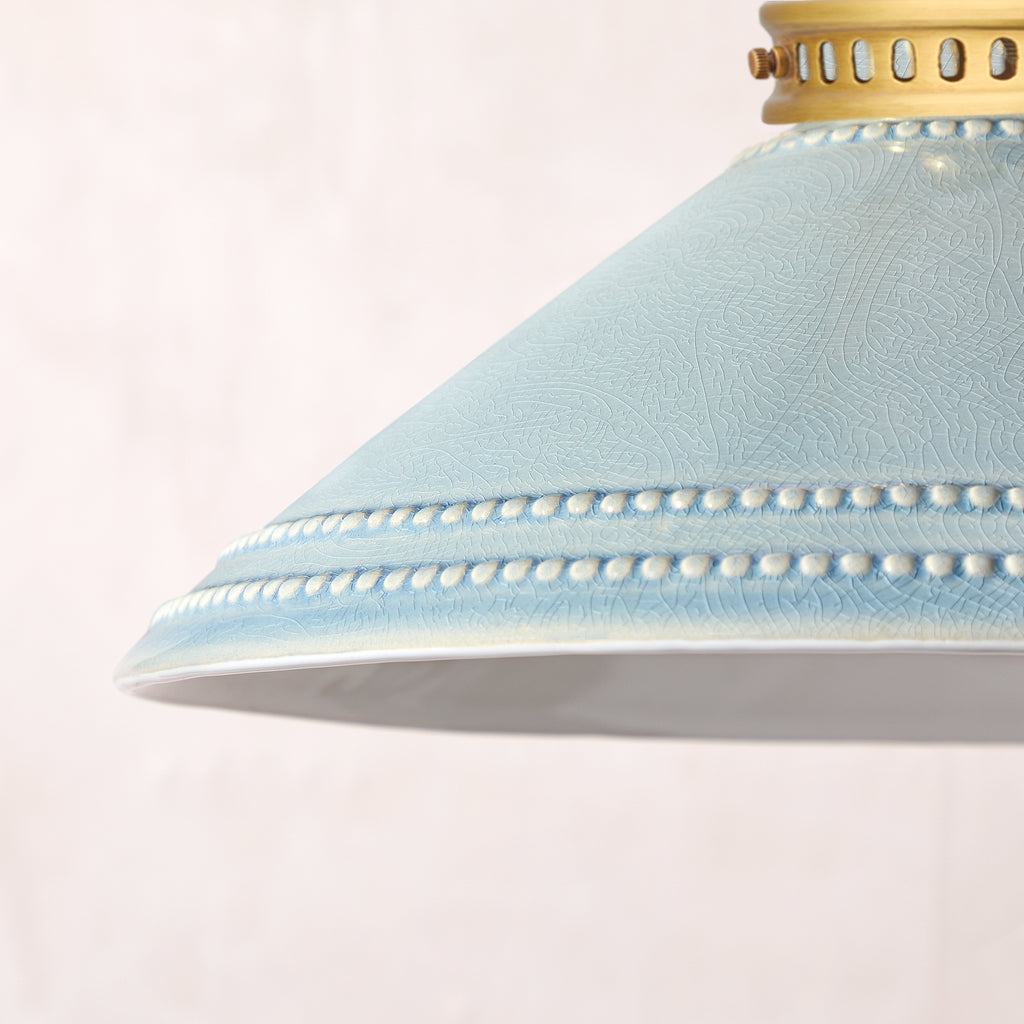 Ted ceramic shade in pale blue with stone interior