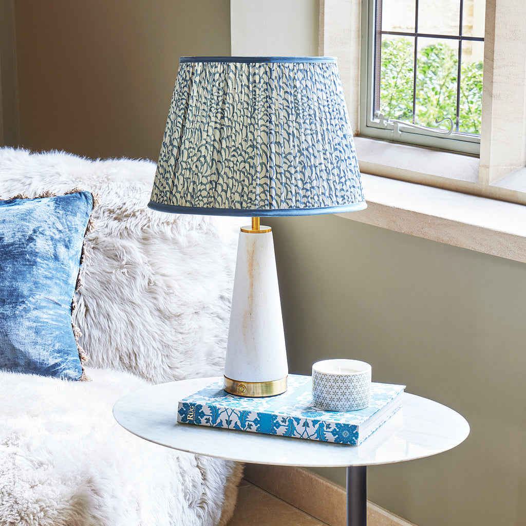 Sphynx Rechargeable Table Lamp in White Marble | Wireless Sophistication