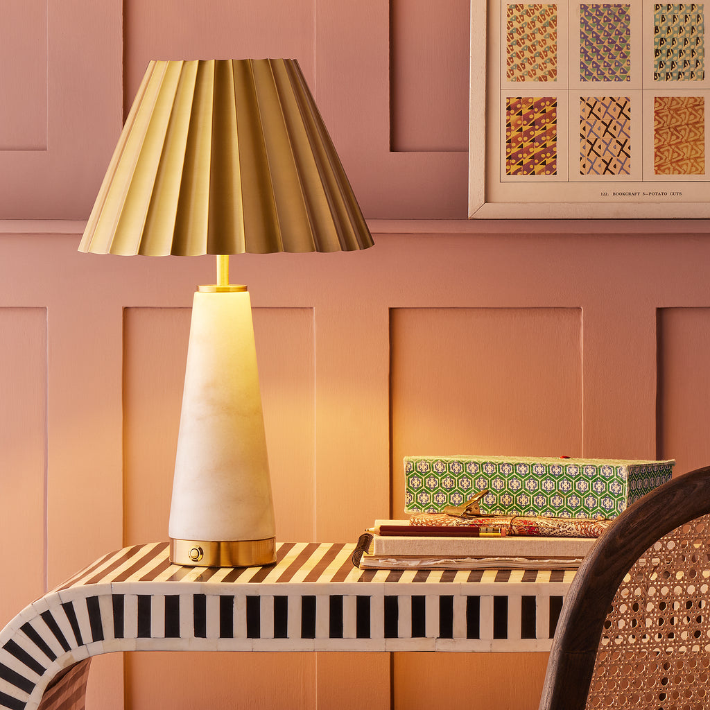 Sphynx Rechargeable Table Lamp in White Marble | Wireless Sophistication