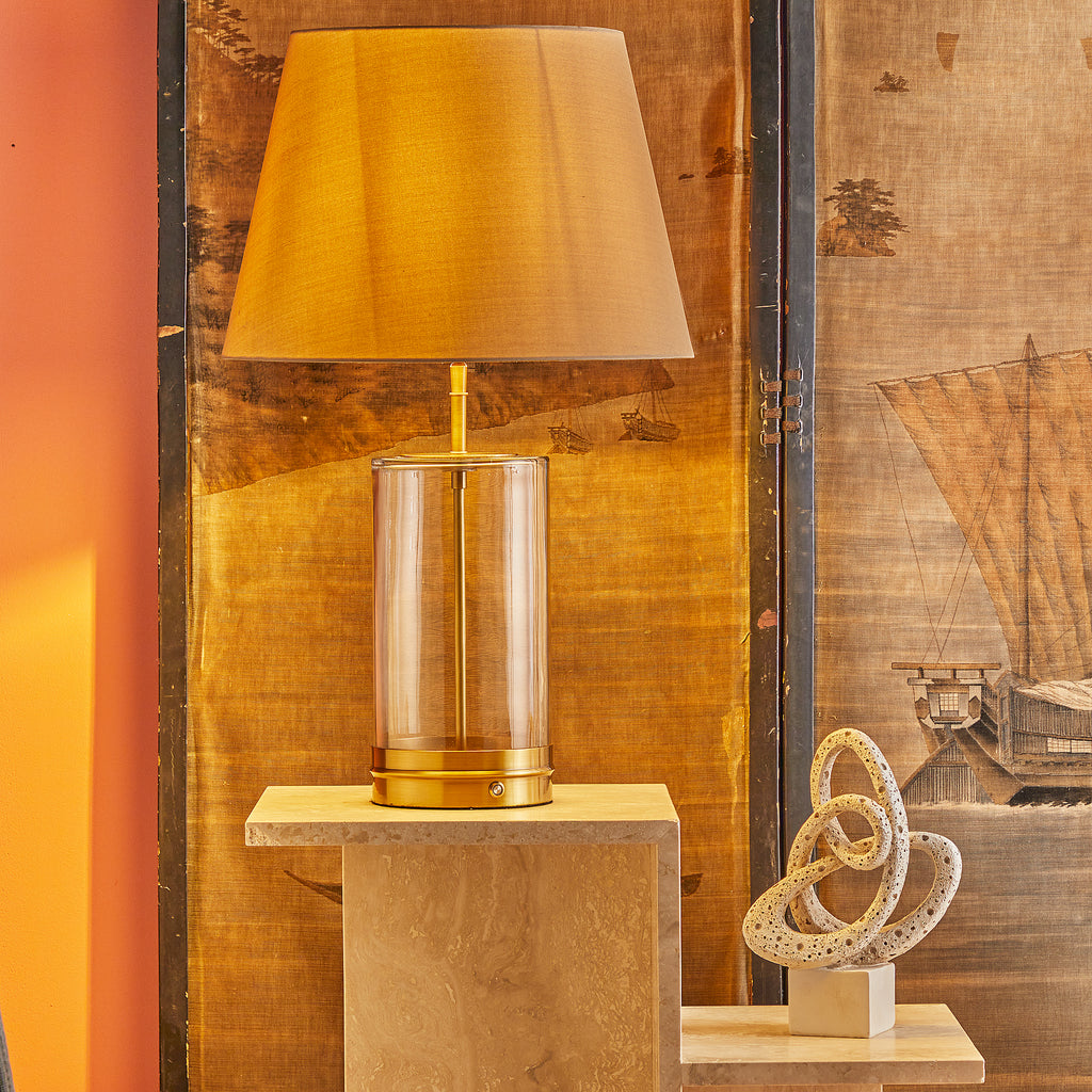 Wisteria Rechargeable Table Lamp with Glass & Brass Finish