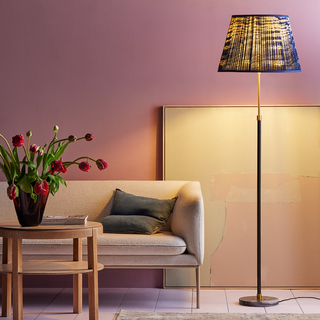 Black Monday floor lamp in antiqued brass