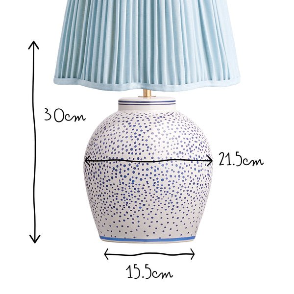 Polka table lamp in blue and white