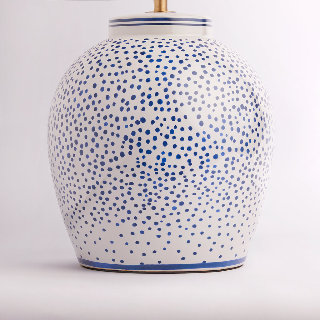 Polka table lamp in blue and white