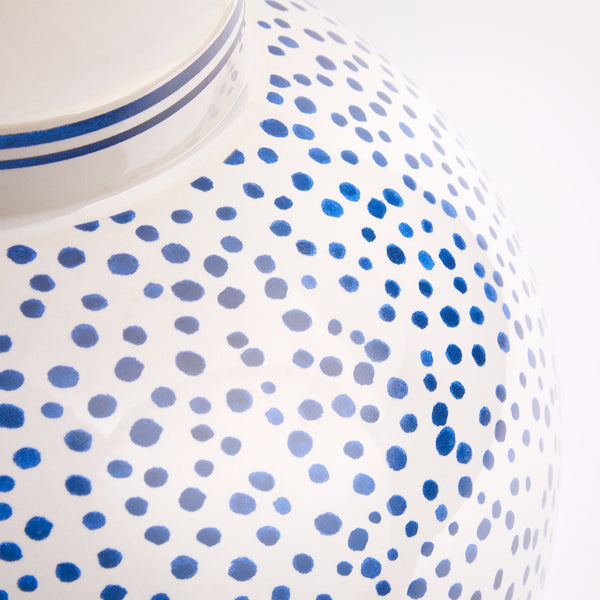 Polka table lamp in blue and white