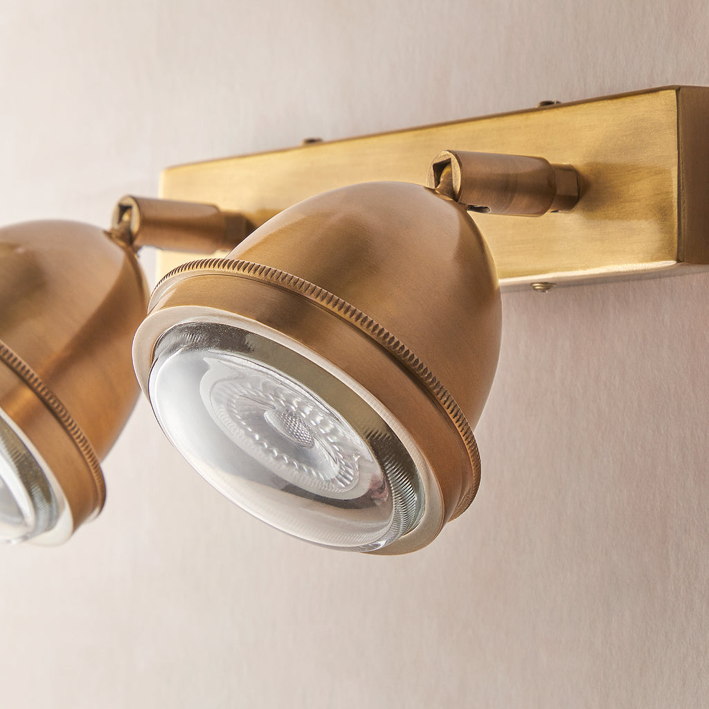Beamish double spotlight in antique brass