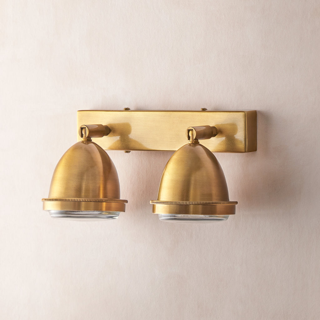 Beamish double spotlight in antique brass