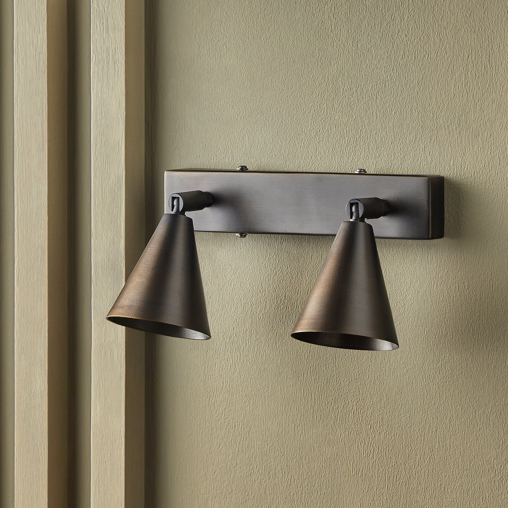 Crick double spotlight in bronze