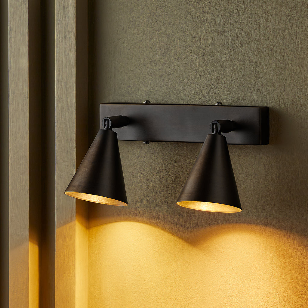 Crick double spotlight in bronze