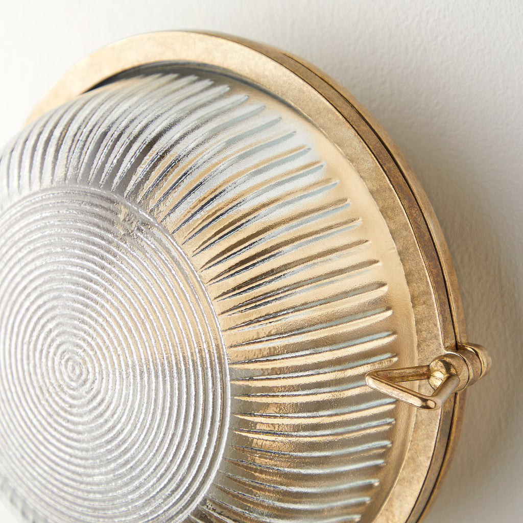 Hardy ip64 round bulkhead in unlacquered natural brass