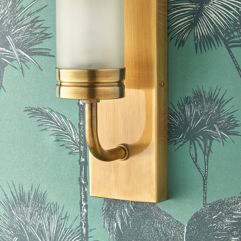 Jim IP44 Wall Light in Brass and Frosted Glass