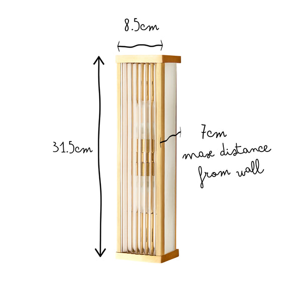 Liddle IP44 Wall Light with Glass Rods and Frosted Glass Sides