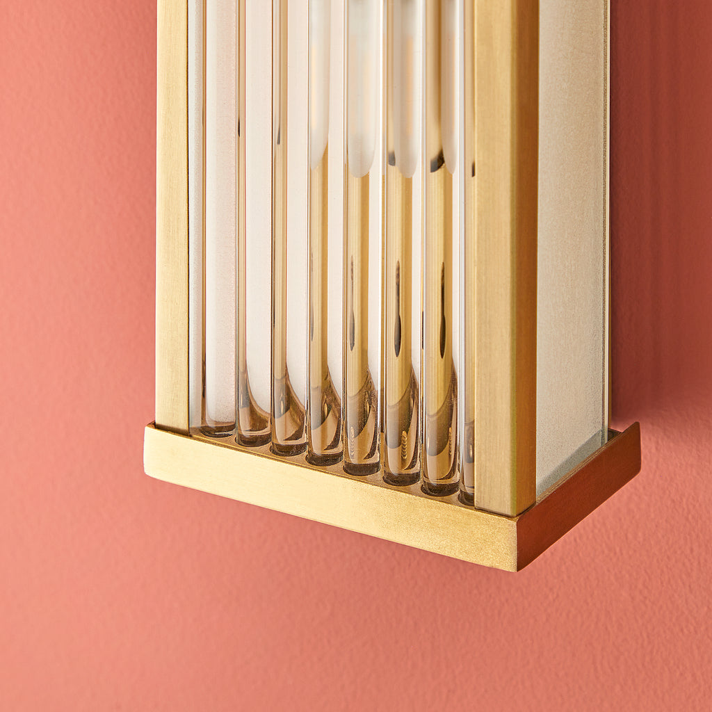 Liddle IP44 Wall Light with Glass Rods and Frosted Glass Sides