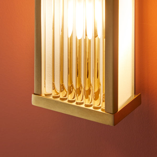 Liddle IP44 Wall Light with Glass Rods and Frosted Glass Sides