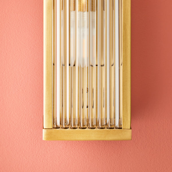 Liddle IP44 Wall Light with Glass Rods and Frosted Glass Sides
