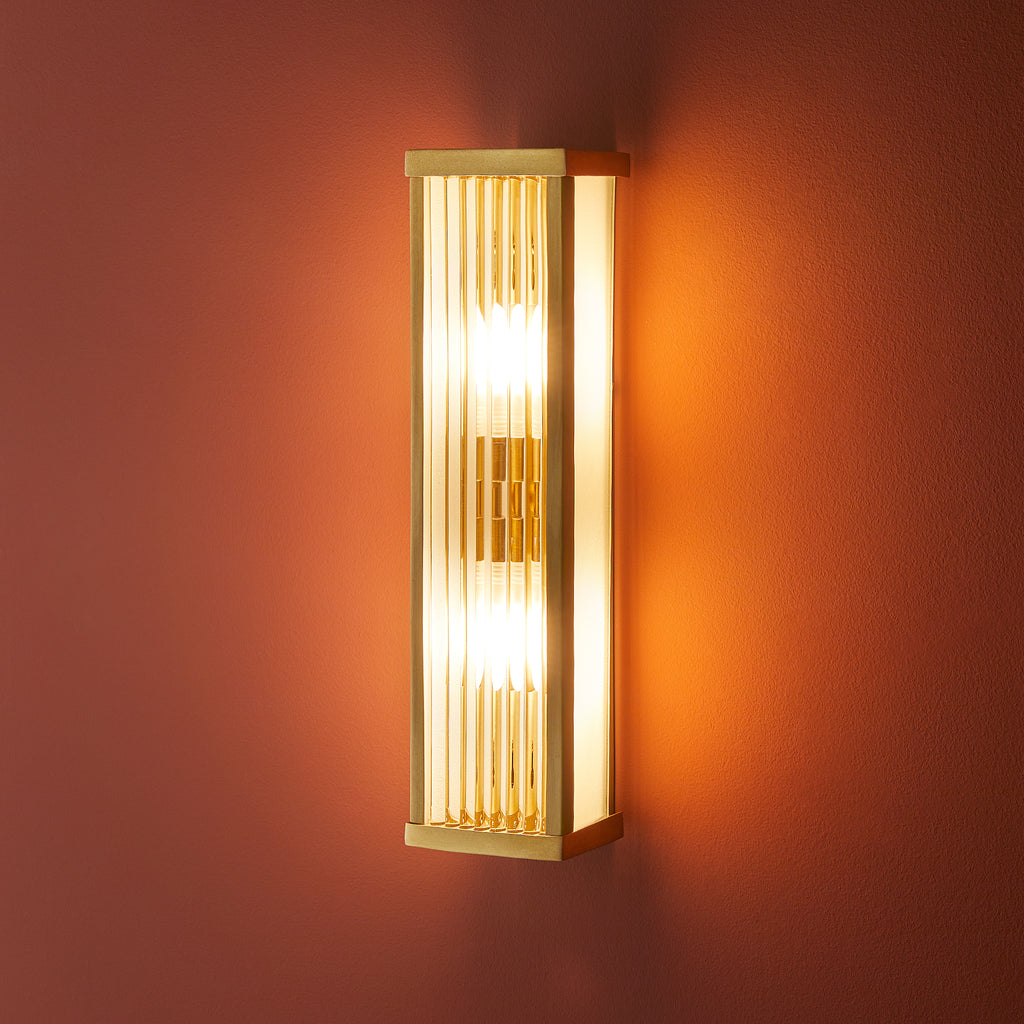 Liddle IP44 Wall Light with Glass Rods and Frosted Glass Sides