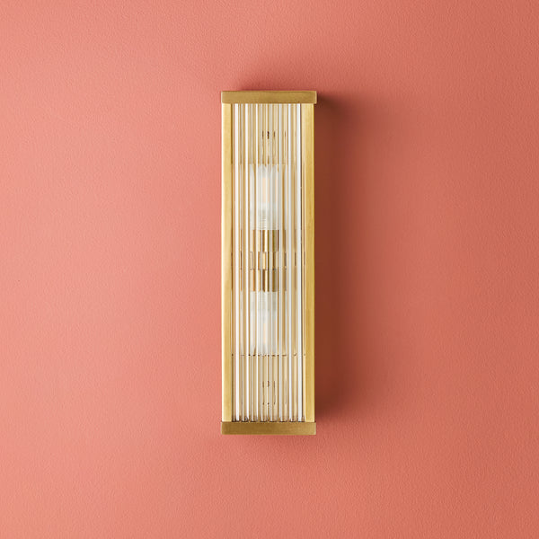 Liddle IP44 Wall Light with Glass Rods and Frosted Glass Sides