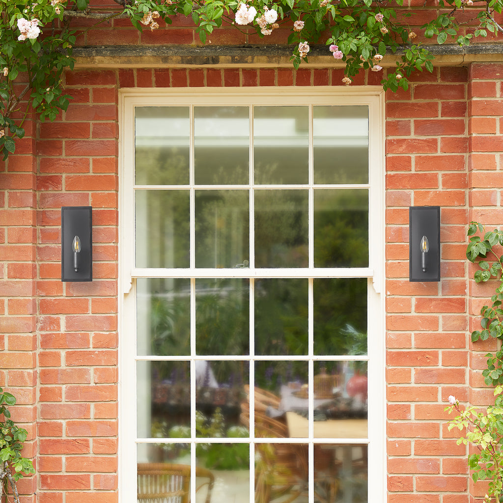 Orford long and thin IP44 exterior wall light in black