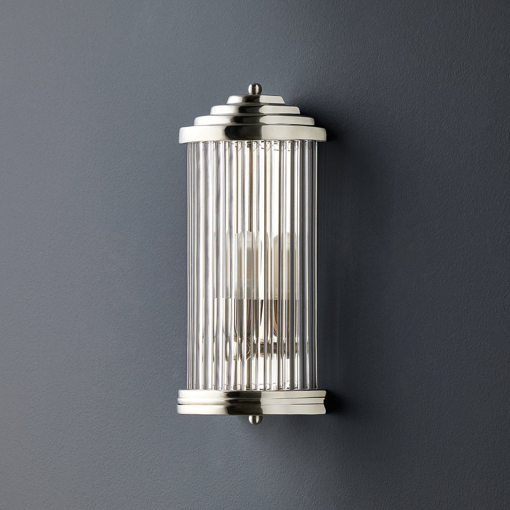 Baby Roddy IP44 Rated Wall Light in Nickel with Glass Rods
