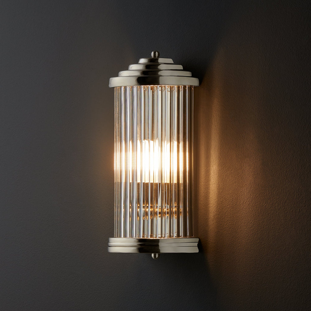 Baby Roddy IP44 Rated Wall Light in Nickel with Glass Rods