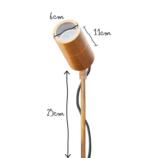 Spikey ip65 long body spike light in brass