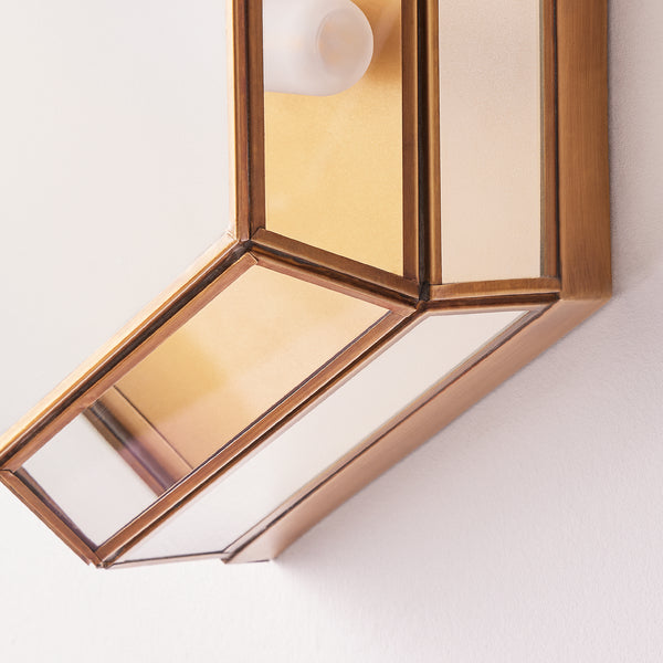 Vendome IP44 flush ceiling light in brass and frosted glass
