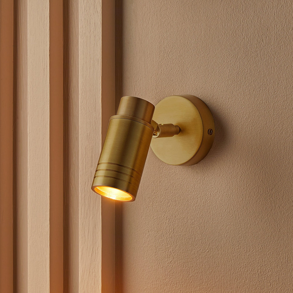 Single Watson spotlight in antiqued brass