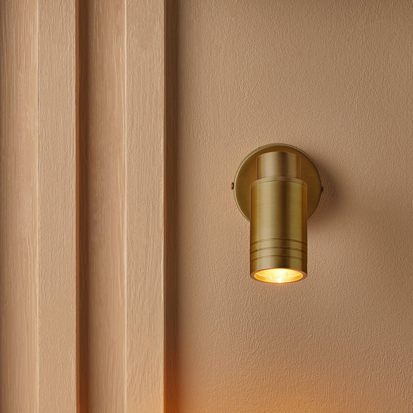 Single Watson spotlight in antiqued brass