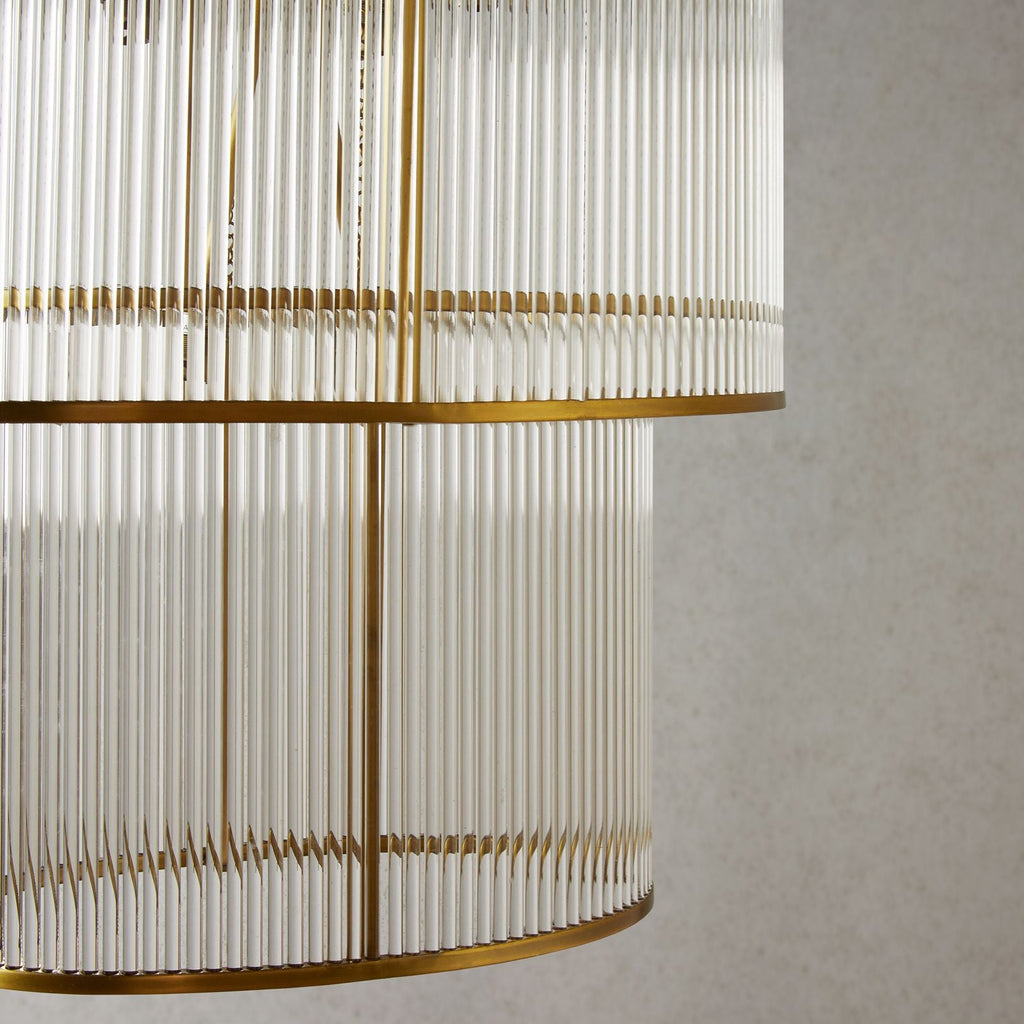 Loki Two-Tiered Brass Chandelier | Exquisite Glass Rod Design