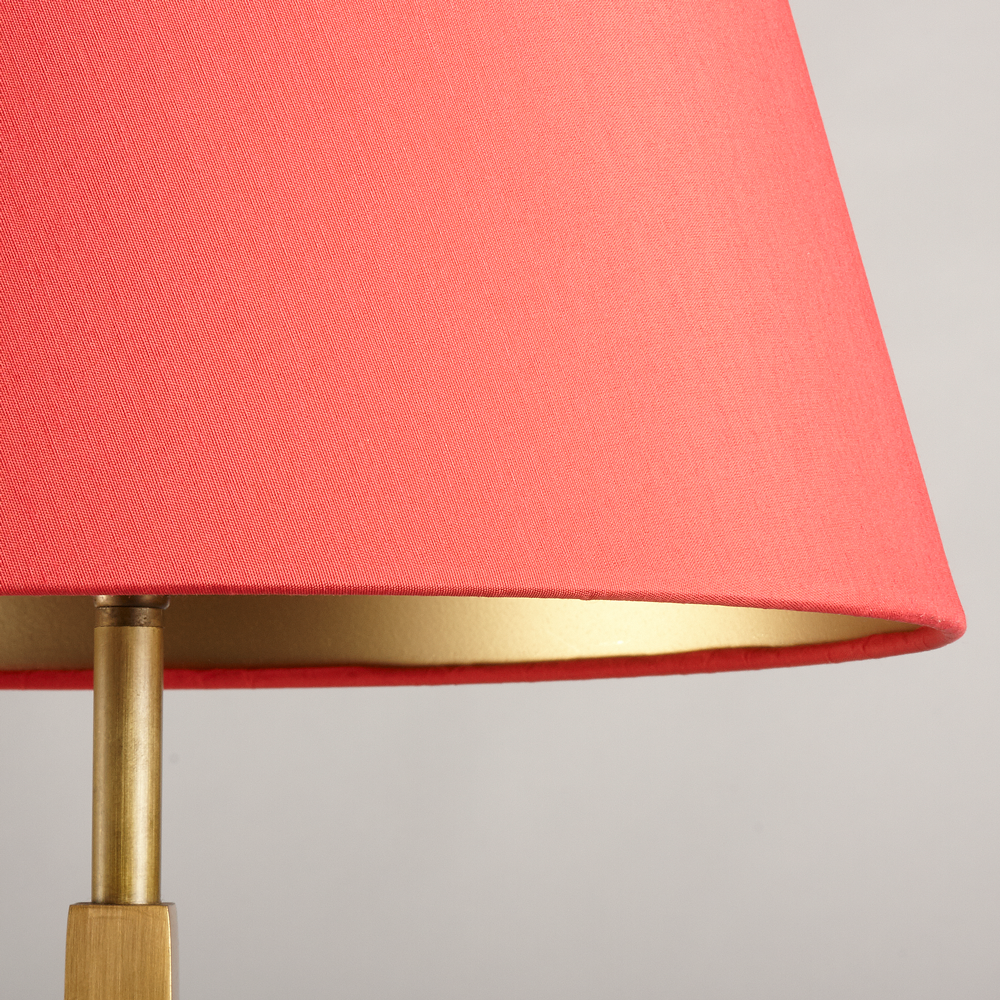30cm straight empire lampshade in red silk with glasgow gold interior