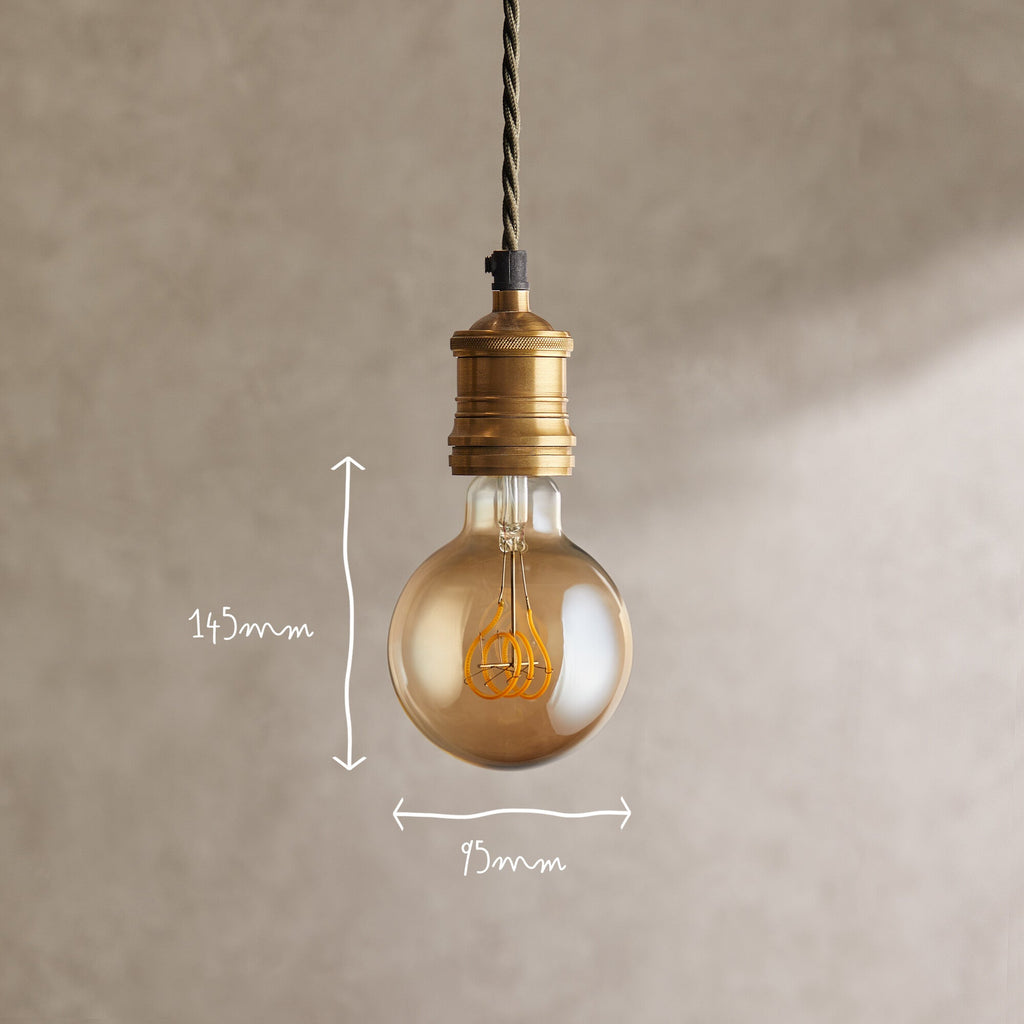 Large Globe 4W LED Edison Style Bulb with Amber-Coating & E27 Fitting