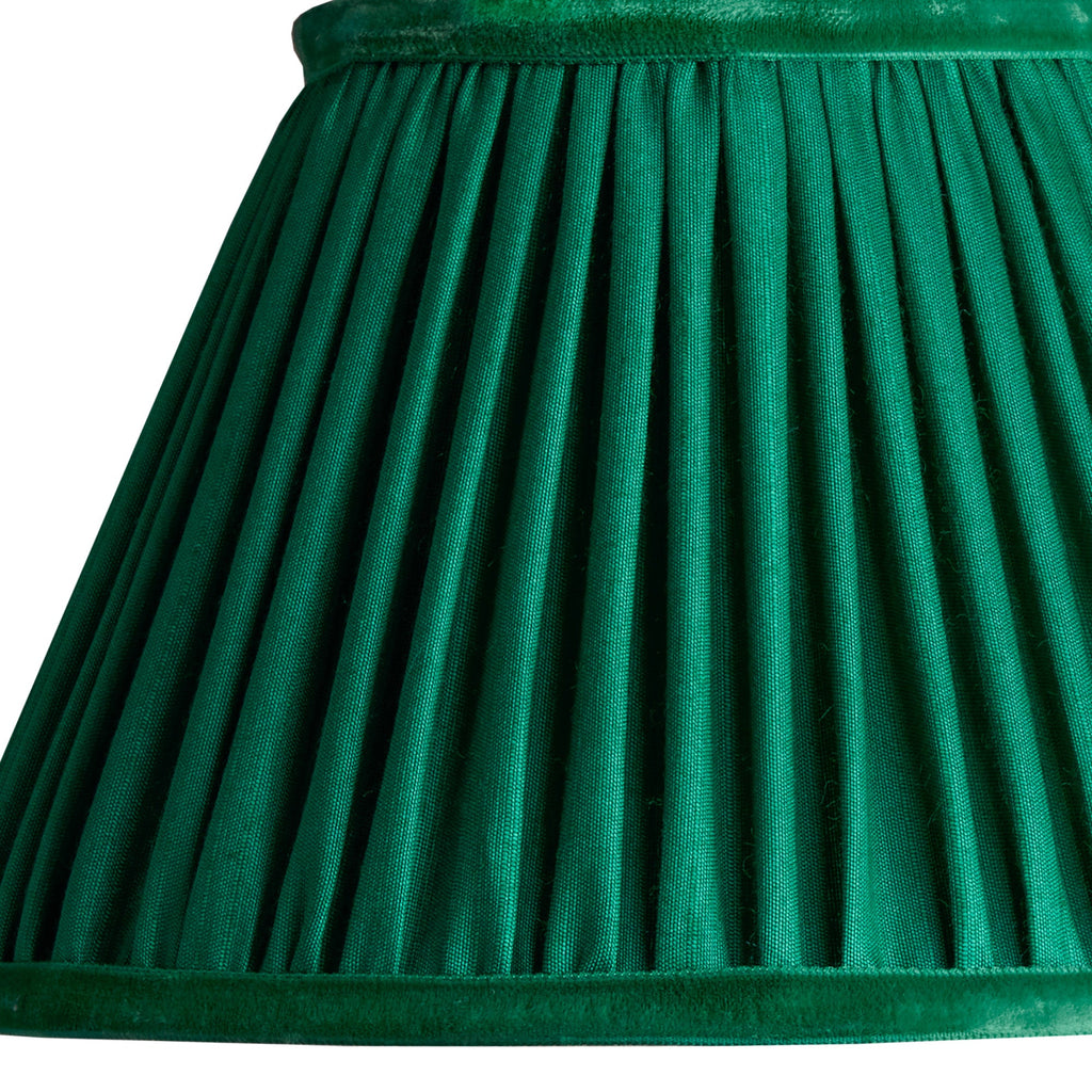 30cm empire shade in emerald silk with velvet tape