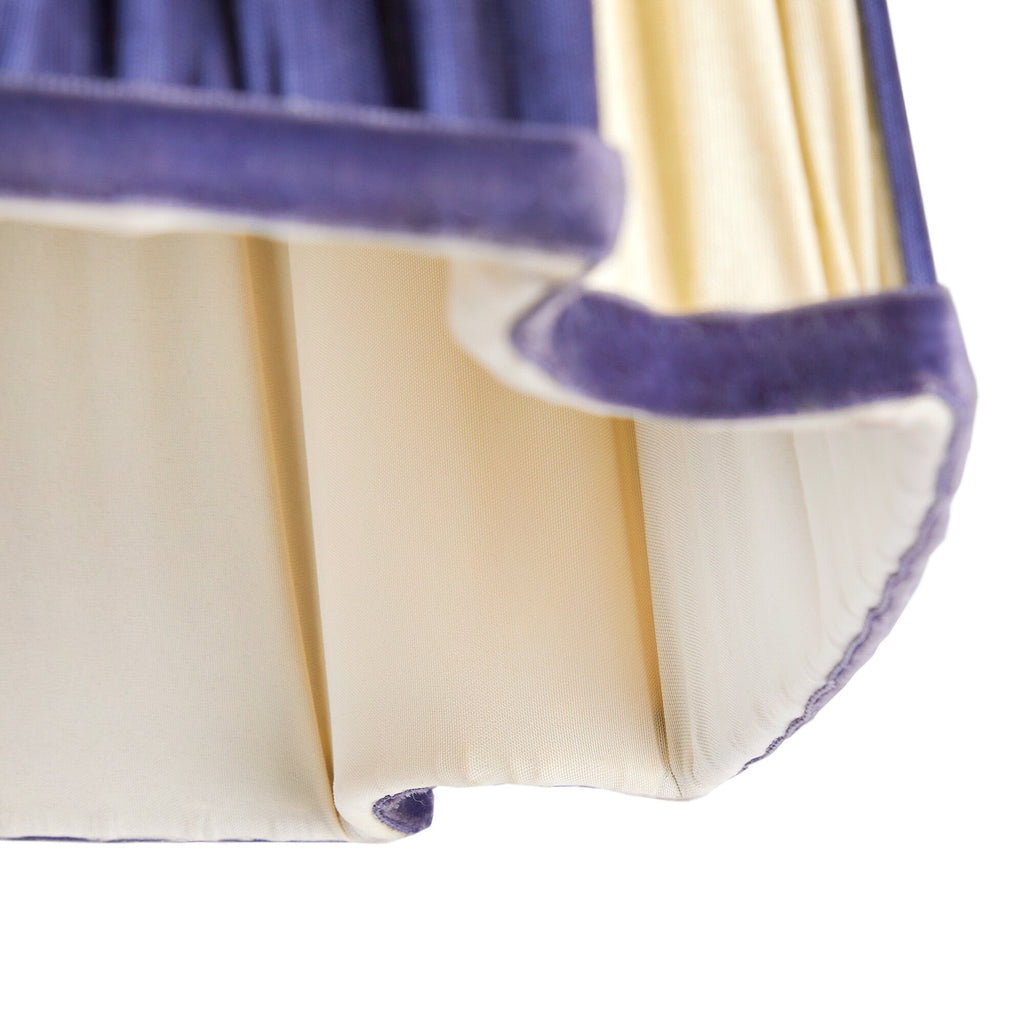 45cm fluted fancy shade in cobalt and cream silk with velvet tape