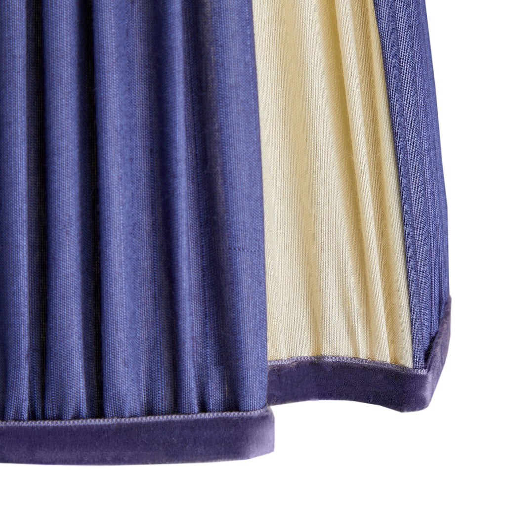 45cm fluted fancy shade in cobalt and cream silk with velvet tape