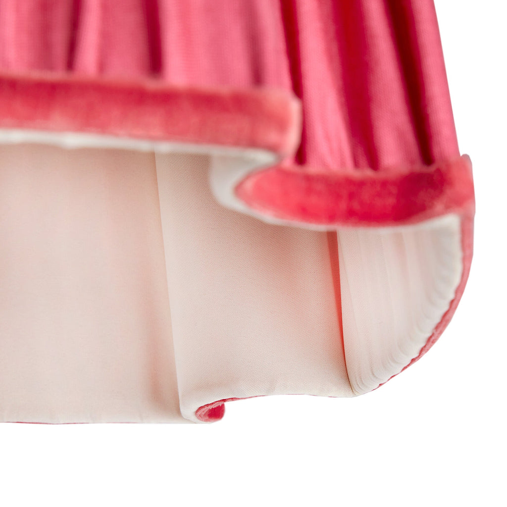 35cm fluted fancy shade in ruby silk with velvet tape