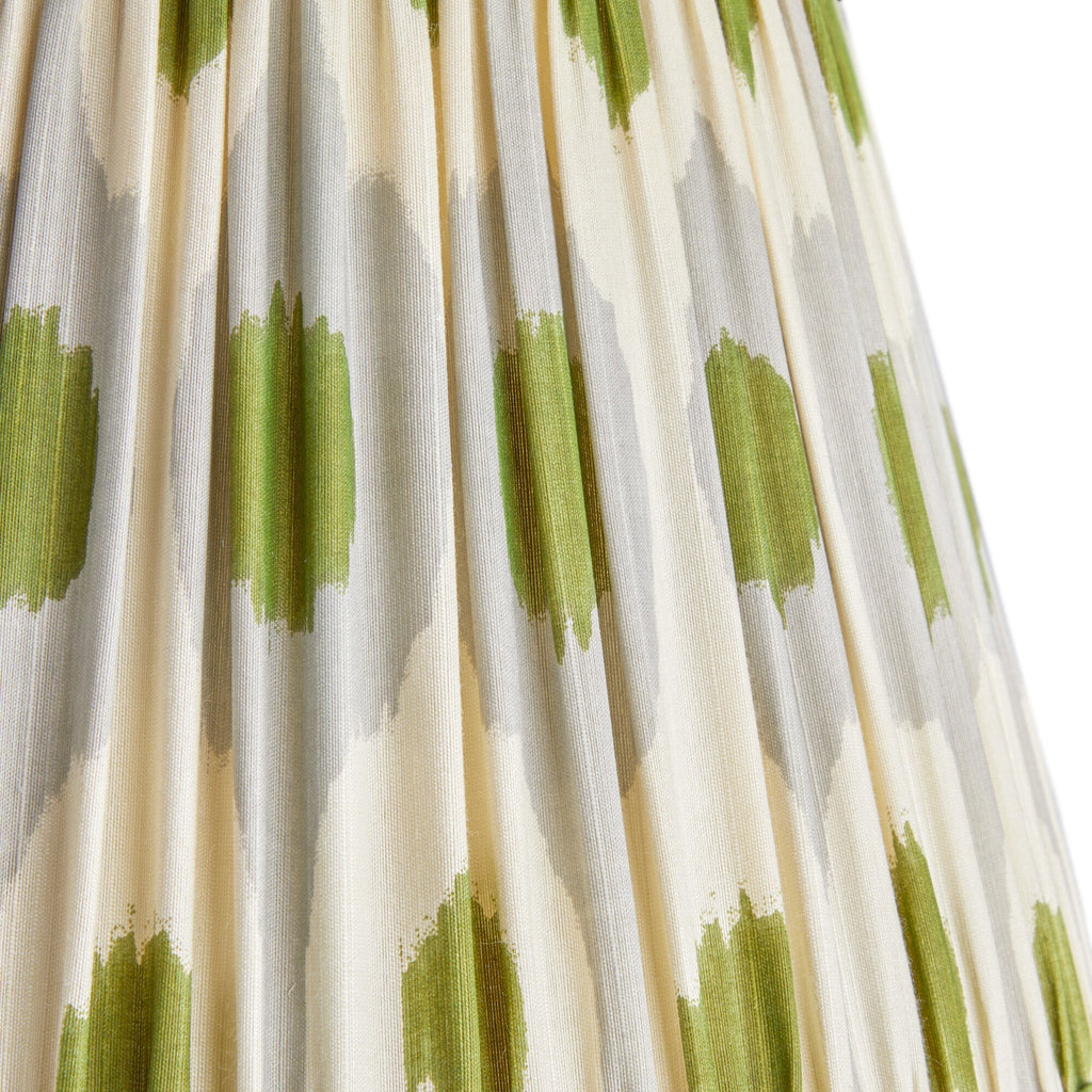 12cm clip on tall tapered shade in grey green egg & spoon silk ikat