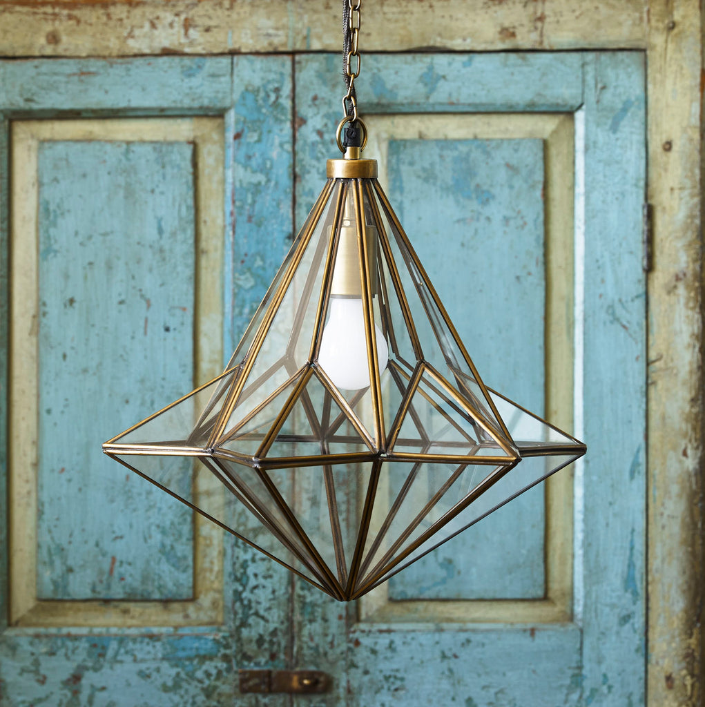 Connie Antique Brass Glass Pendant Light