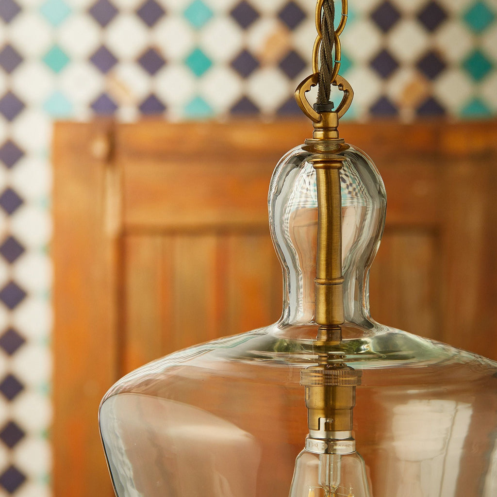 Larger Demijohn Clear Blown Glass Pendant Light