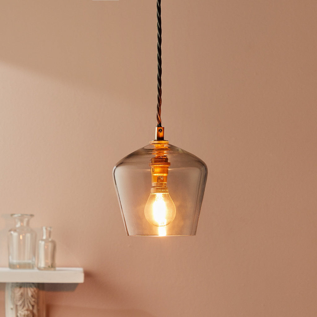 Smaller Demijohn Clear Blown Glass Pendant Light