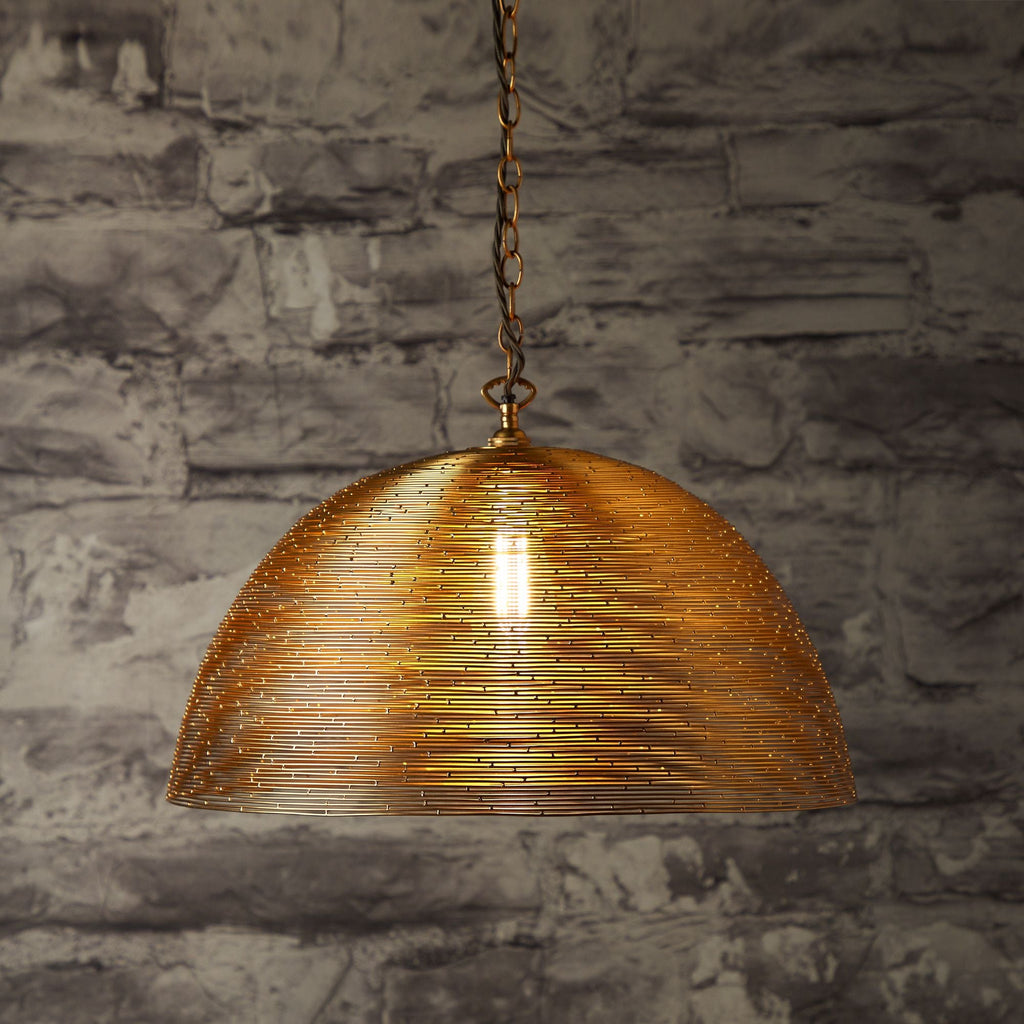 Larger Spangle domed pendant in antique brass